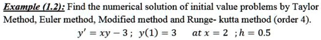 Solved Example L2 Find The Numerical Solution Of Initial Value Problems By Taylor Method