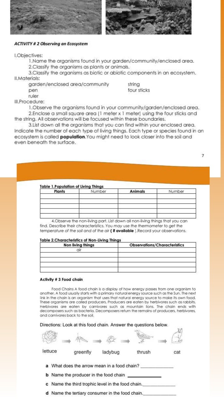 SOLVED: ACTIVITY # 2 Observing an Ecosystem 1.Objectives: 1.Name the ...
