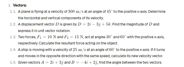 SOLVED: Vectors: 1.1. A plane is flying at a velocity of 300(m)/(s) at ...