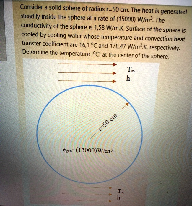 SOLVED: Consider a solid sphere of radius r = 50 cm. The heat is ...