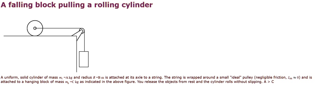 falling block pulling a rolling cylinder uniform solid cylinder of mass ...
