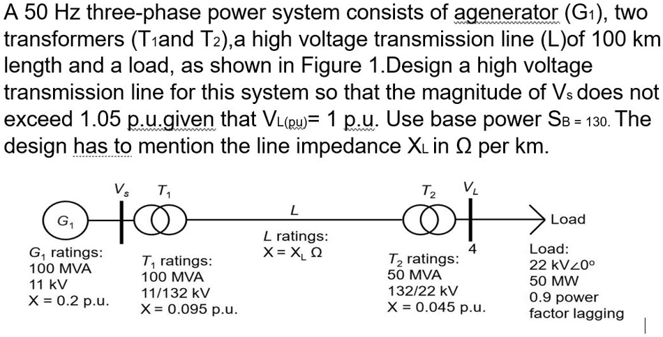 a 50 hz three phase power system consists of agenerator g1 two ...