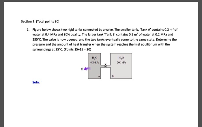 SOLVED: Figure below shows two rigid tanks connected by a valve. The smaller tank, Tank A ...