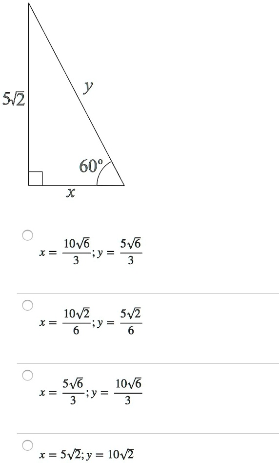 SOLVED: Identify the values of the variables. Give your answers in simplest radical form. Help ...