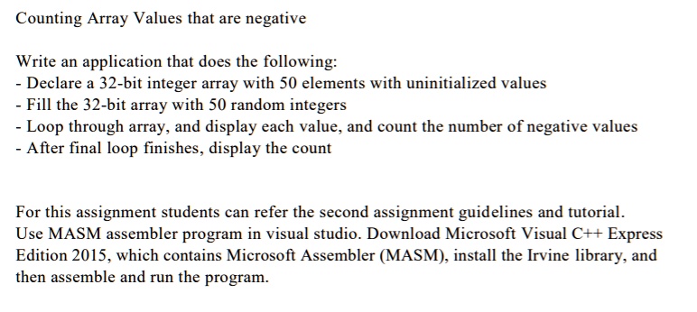 Solved Using Irvine 32 Library In Masm Counting Array Values That Are Negative Write An