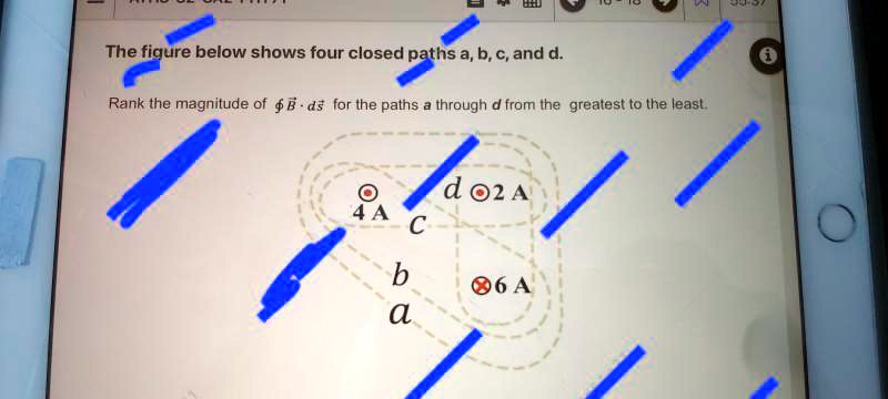 the figure below shows four closed paths ab cand d rank the magnitude of b ds for the paths ...
