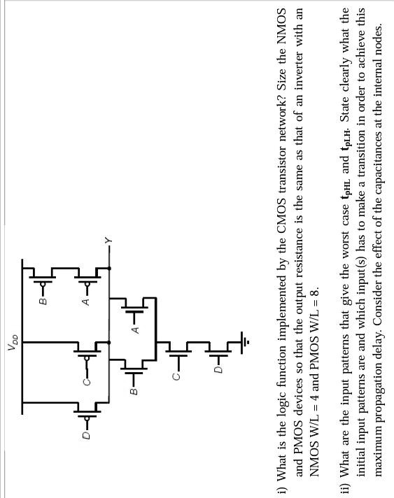 VDD B T C B A A Y i) What is the logic function implemented...