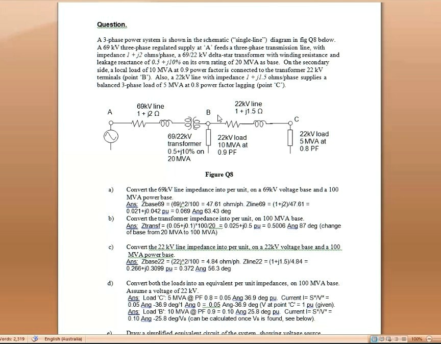 SOLVED: A 3-phase power system is shown in the schematic single-line ...