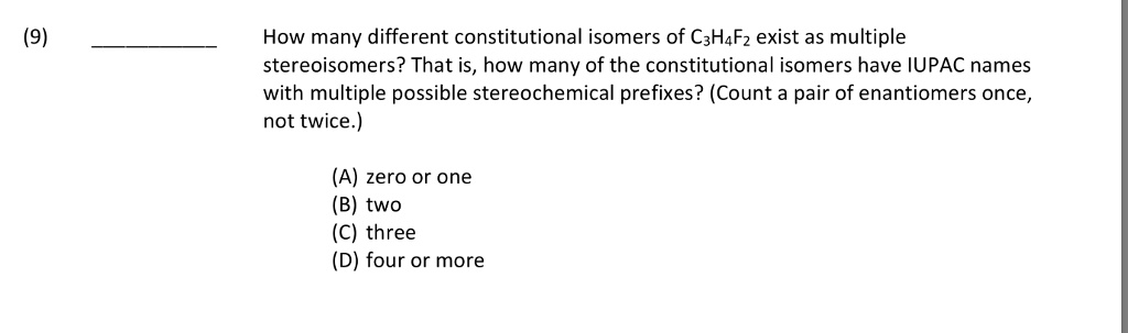 How many different constitutional isomers of C3H4F2 exist as multiple ...