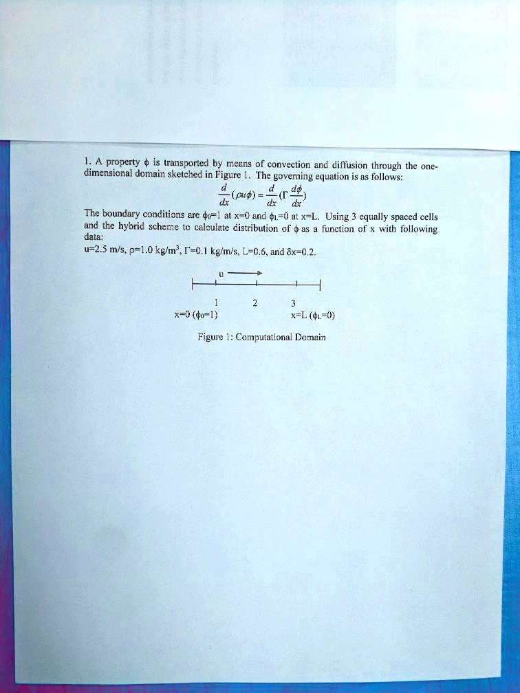 1. A property ϕ is transported by means of convection and diffusion ...