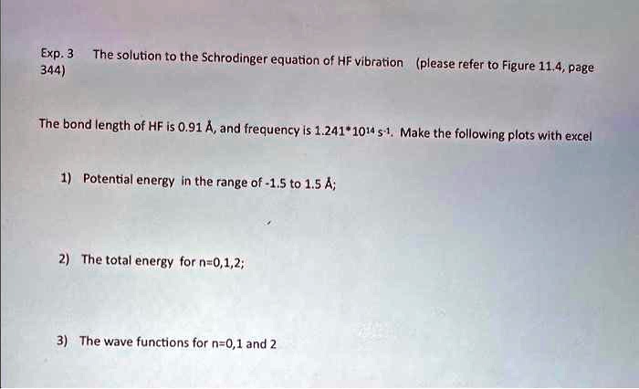 SOLVED: Exp. 3 3441 The solution to the Schrodinger equation of HF vibration (please refer to ...