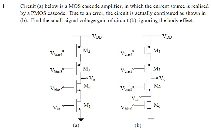 Solved Circuit A Below Is A Mos Cascode Amplifier In Which The
