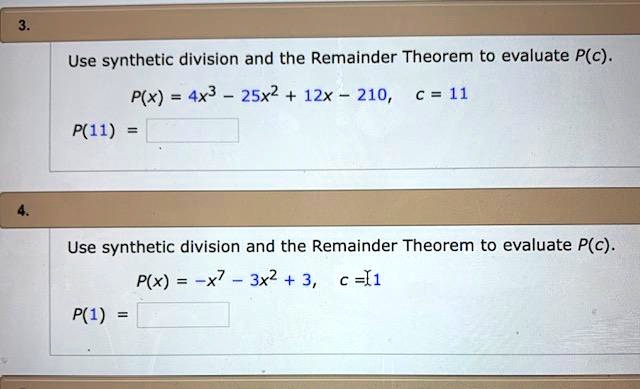 Synthetic Division With Remainder