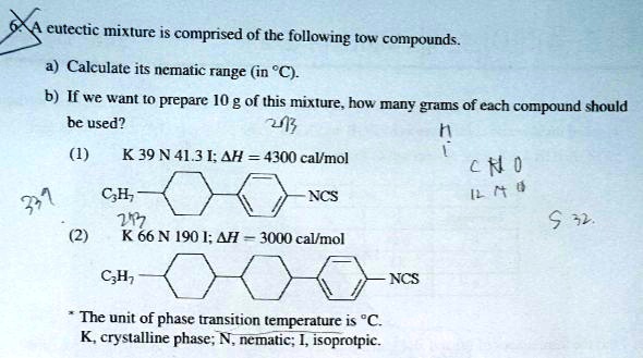 SOLVED: eutectic mixture is comprised of the following = tow compounds ...