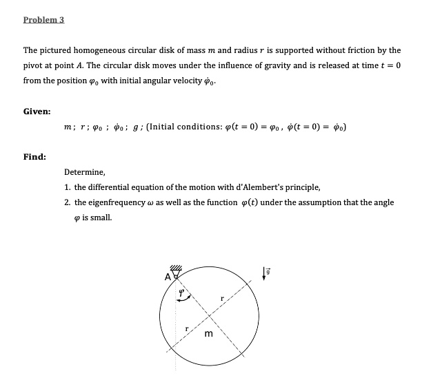 Problem 3 The pictured homogeneous circular disk of mass m and radius r ...