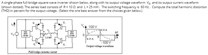 Solved A Single Phase Full Bridge Square Wave Inverter Is Shown Below