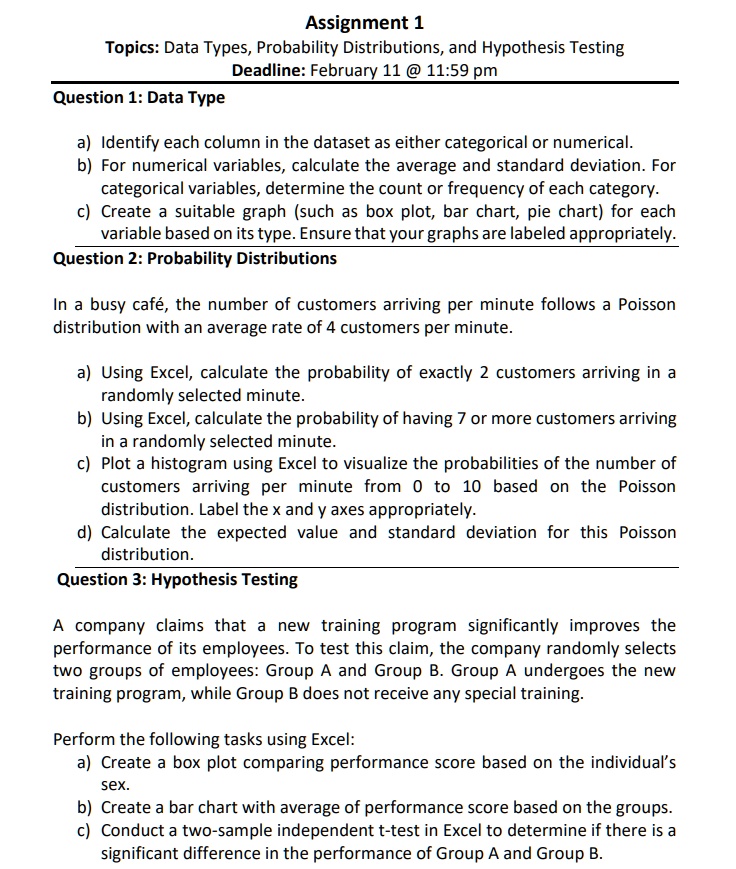 SOLVED: Assignment 1 Topics: Data Types, Probability Distributions, and ...