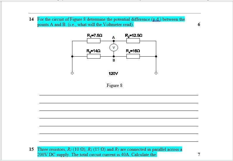 1. Three resistors, R1 (10 Î©), R2 (15 Î©), and R3 are connected in ...