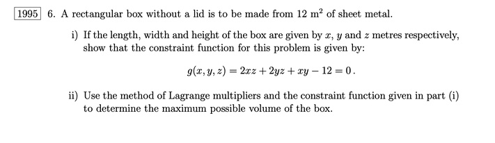 SOLVED: How do i do part 2 19956.A rectangular box without a lid is to ...