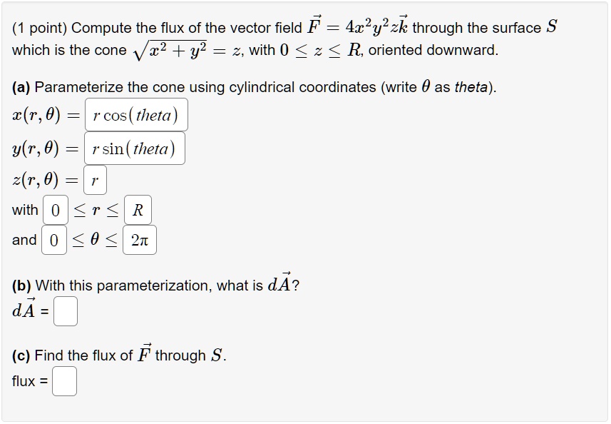point compute the flux of the vector field f 4xy zk through the surface ...