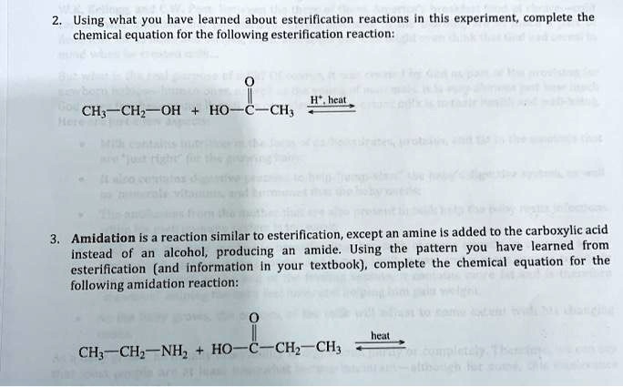SOLVED:Using what you have learned about esterification reactions in this experiment; complete ...