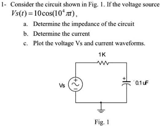 SOLVED: Text: Consider the circuit shown in Fig. 1. If the voltage source Vs(t) = 10 cos(10t).a ...