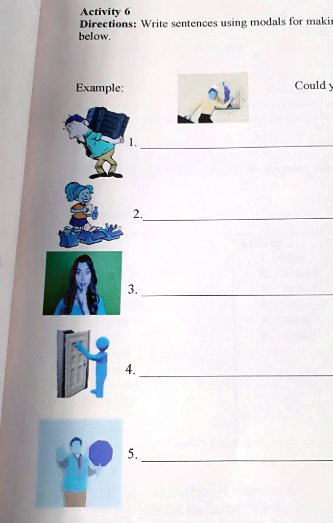 SOLVED: Write sentences using modals for making requests based on the ...