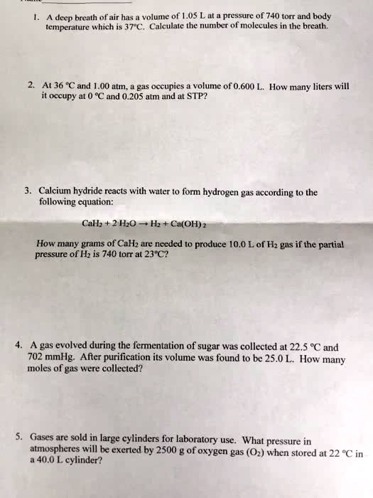 SOLVED: A deep breath of air has a volume of 1.05 L at a pressure of 740 torr and body ...