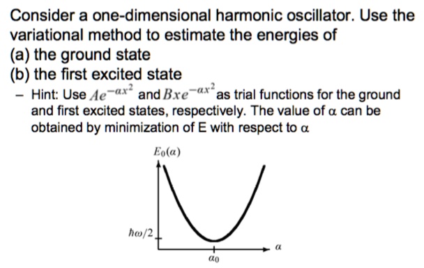 Consider a one-dimensional harmonic oscillator. Use the variational method to estimate the ...