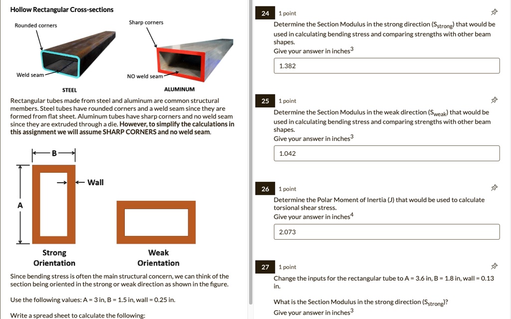 [GET ANSWER] Hollow Rectangular Cross-sections Sharp corners Rounded ...