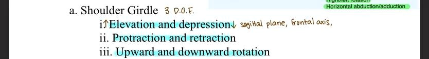 a shoulder girdle 3 dof horizontal abductionadduction i elevation and ...