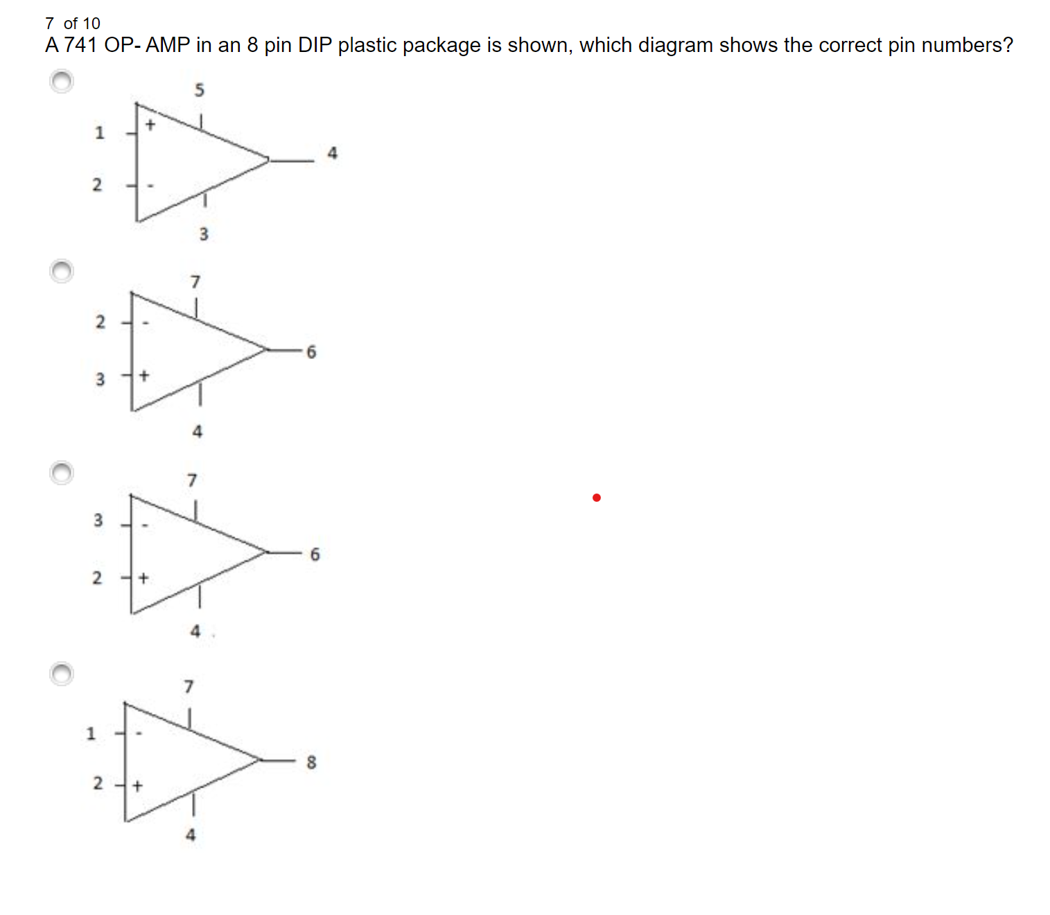 7 of 10 A 741 OP- AMP in an 8 pin DIP plastic package is shown, which ...