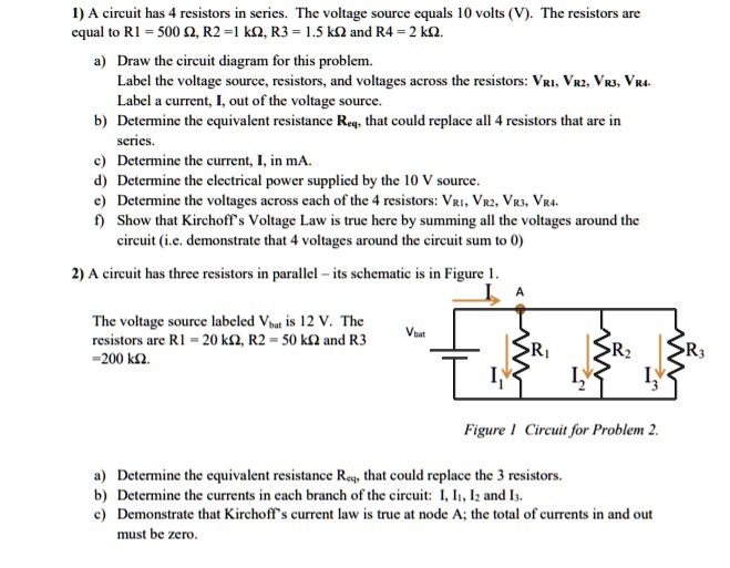 SOLVED: I) A circuit has 4 resistors in series. The voltage source equals 10 volts (V). The ...