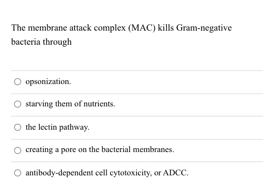 the membrane attack complex mac kills gram negative bacteria through ...