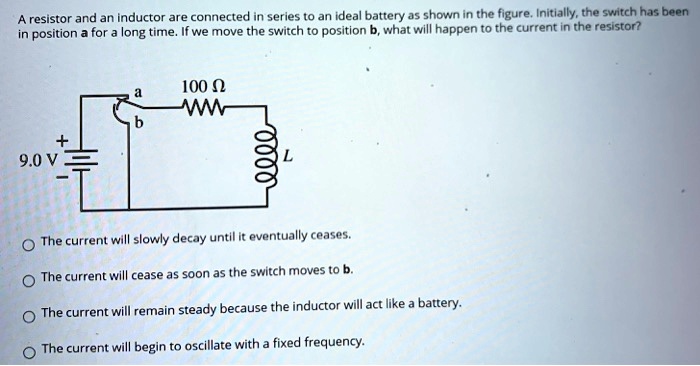 Solved A Resistor And An Inductor Are Connected In Series To An Ideal Battery As Shown In The