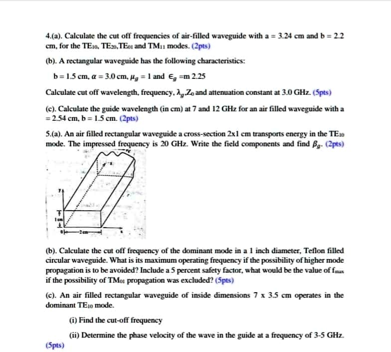 4 A Calculate The Cut Off Frequencies Of Air Filled Waveguide With A