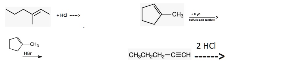 SOLVED: Using Markovnikov's rules, complete (draw) the following reactions. Complete the product ...