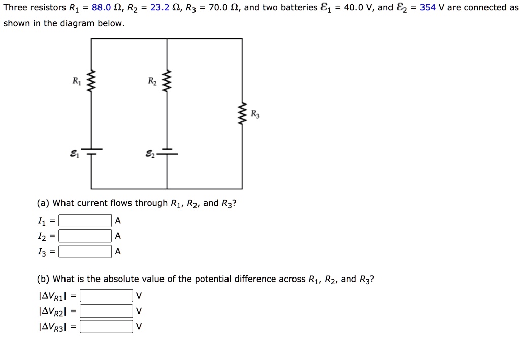 SOLVED: Three resistors R1 = 88.0 Î©, R2 = 23.2 Î©, R3 = 70.0 Î©, and ...