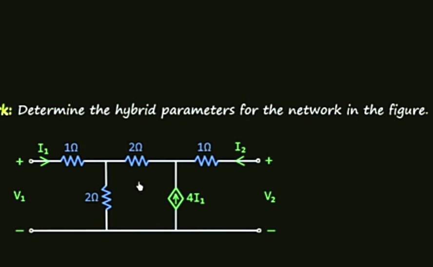 SOLVED: k: Determine the hybrid parameters for the network in the figure I 10 VM 20 WW 10 V1 203 411