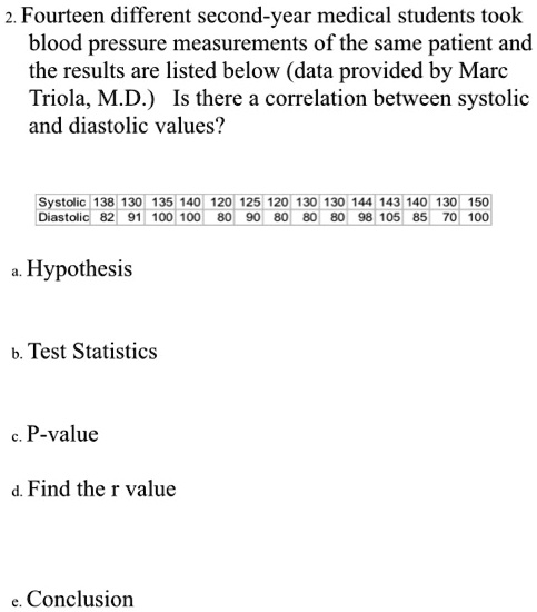 SOLVED: 2 Fourteen different second-year medical students took blood ...