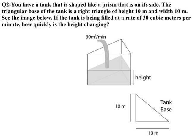 SOLVED: Q2-You have a tank that is shaped like a prism that is on its ...
