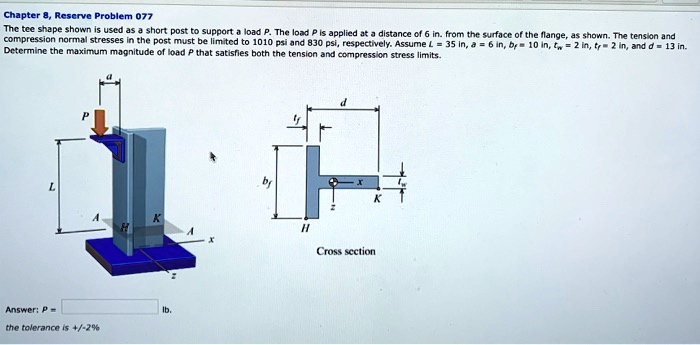 SOLVED: Chapter 8,Reserve Problem 077 The tee shape shown is used as a ...