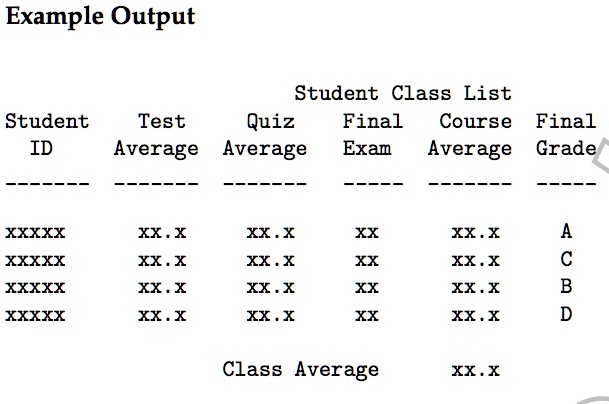 SOLVED: Problem: Generate a grade report, given a list of students and ...