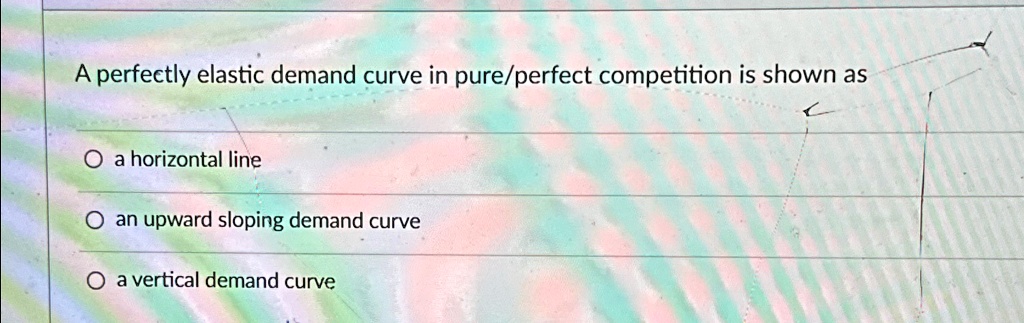 a perfectly elastic demand curve in pureperfect competition is shown as a horizontal line an ...