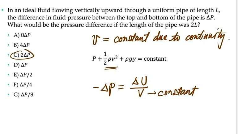 SOLVED: In an ideal fluid flowing vertically upward through a uniform ...