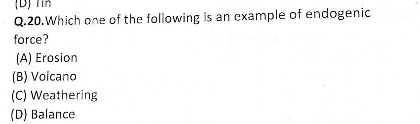 example of endogenic force d tn q20which one of the following is an ...