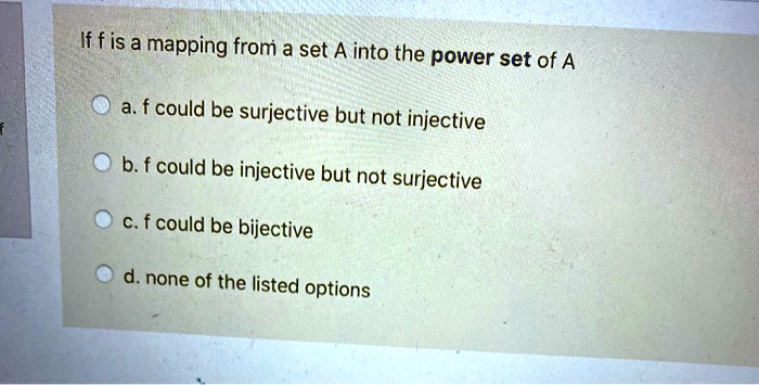 Solved If Fis A Mapping From A Set A Into The Power Set Of A A F Could Be Surjective But Not 
