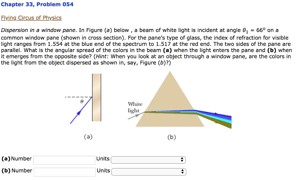 SOLVED: Chapter 33, Problem 054 FlyingCircus of Physics Dispersion in a window pane: In Figure ...