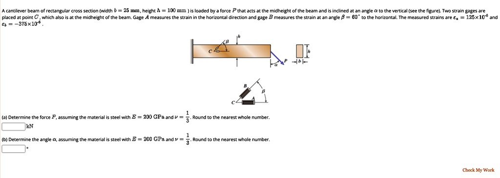 a cantilever beam of rectangular cross section width b 25 mm height h 100 mm is loaded by a ...