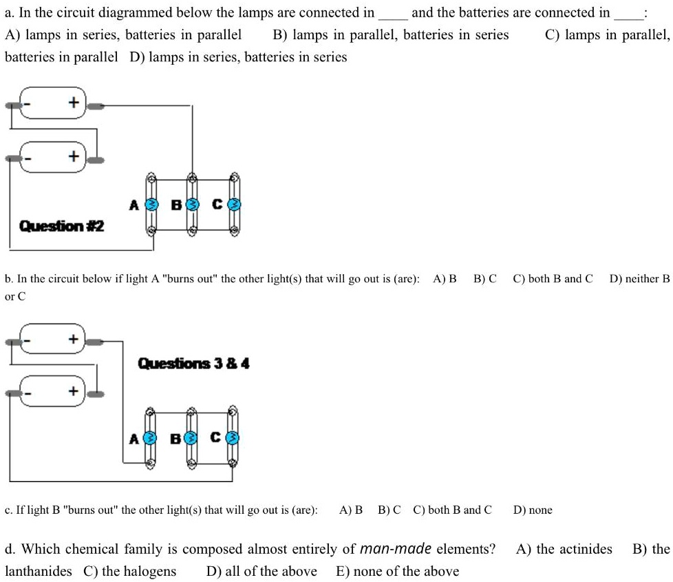 SOLVED: a. In the circuit diagrammed below, the lamps are connected in ...